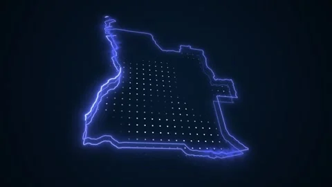 3D Neon Blue Angola Map Borders Outline ... | Stock Video | Pond5