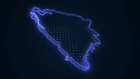 3D Neon Blue Bosnia and Herzegovina Map ... | Stock Video | Pond5