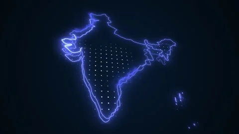 3D Neon Blue India Map Borders Outline L... | Stock Video | Pond5
