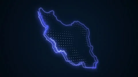 3D Neon Blue Iran Map Borders Outline Lo... | Stock Video | Pond5