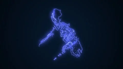 3D Neon Blue Philippines Map Borders Out... | Stock Video | Pond5