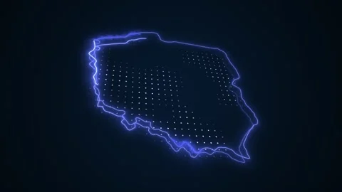 3D Neon Blue Poland Map Borders Outline ... | Stock Video | Pond5