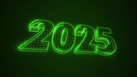 3D Neon Green 2025 Year Icon Outline Loo... | Stock Video | Pond5