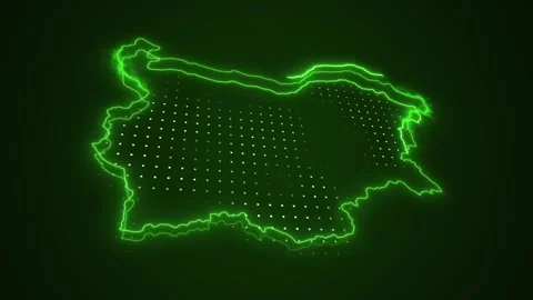 3D Neon Green Bulgaria Map Borders Outli... | Stock Video | Pond5