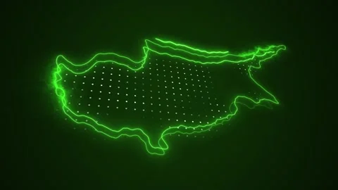 3D Neon Green Cyprus Map Borders Outline... | Stock Video | Pond5