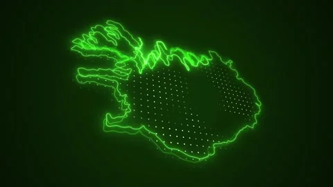 3D Neon Green Iceland Map Borders Outlin... | Stock Video | Pond5