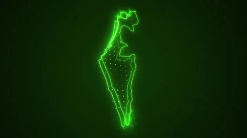 3D Neon Green Israel Map Borders Outline... | Stock Video | Pond5