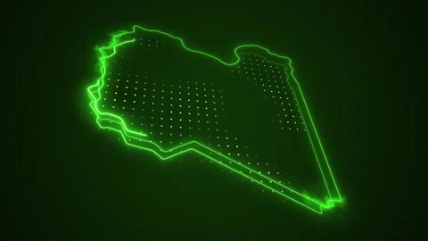 3D Neon Green Libya Map Borders Outline ... | Stock Video | Pond5