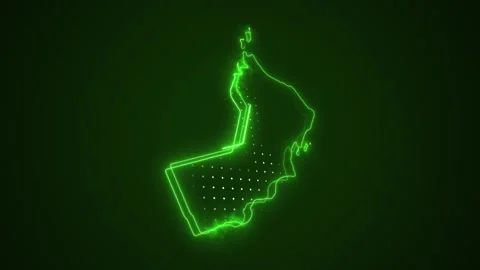 3D Neon Green Oman Map Borders Outline L... | Stock Video | Pond5