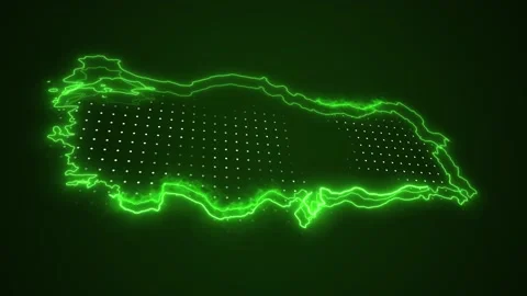 3D Neon Green Turkey Map Borders Outline... | Stock Video | Pond5