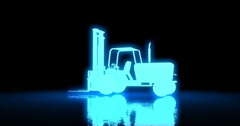 3d Neon Light Forklift | Stock Video | Pond5