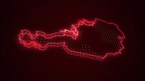 3D Neon Red Austria Map Borders Outline ... | Stock Video | Pond5