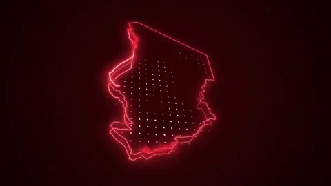 3D Neon Red Chad Map Borders Outline Loo... | Stock Video | Pond5