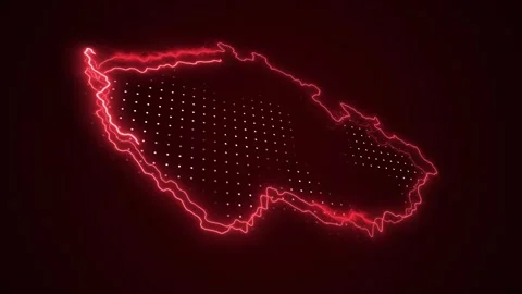 3D Neon Red Czechia Map Borders Outline ... | Stock Video | Pond5