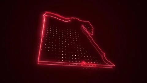 3D Neon Red Egypt Map Borders Outline Lo... | Stock Video | Pond5
