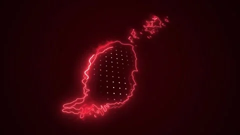3D Neon Red Grenada Map Borders Outline ... | Stock Video | Pond5