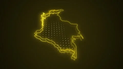 3D Neon Yellow Colombia Map Borders Outl... | Stock Video | Pond5