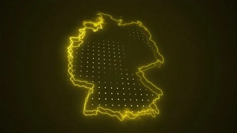 3D Neon Yellow Germany Map Borders Outli... | Stock Video | Pond5