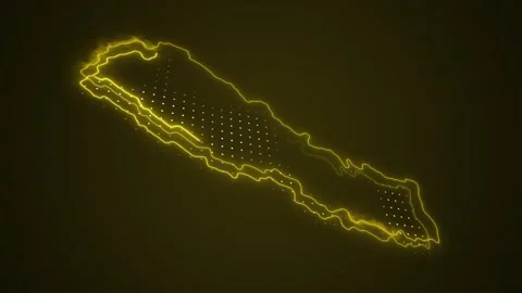 3D Neon Yellow Nepal Map Borders Outline... | Stock Video | Pond5