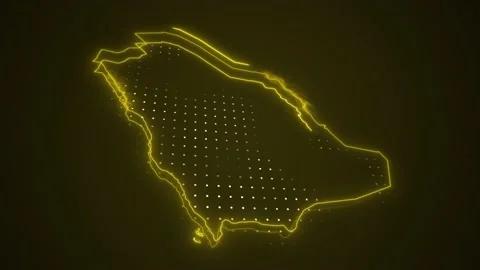 3D Neon Yellow Saudi Arabia Map Borders ... | Stock Video | Pond5