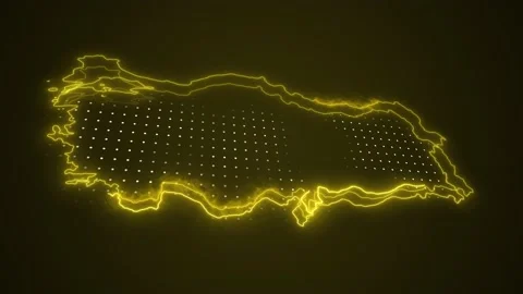 3D Neon Yellow Turkey Map Borders Outlin... | Stock Video | Pond5