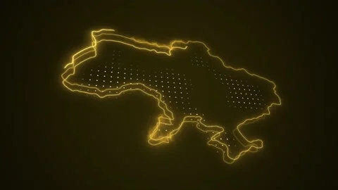 3D Neon Yellow Ukraine Map Borders Outli... | Stock Video | Pond5