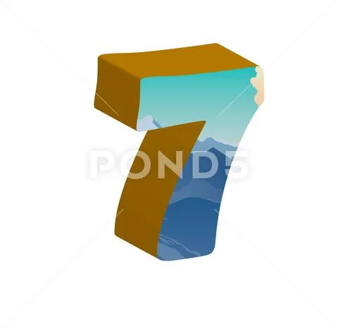 3D number seven. Vector illustration of 3D font Illustration #104152364