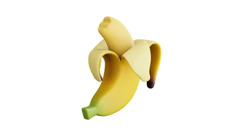 3d opened banana animation on the white ... | Stock Video | Pond5