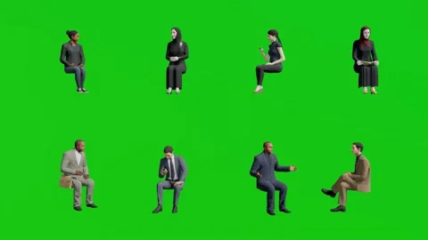 3D people sitting on green screen backgr... | Stock Video | Pond5