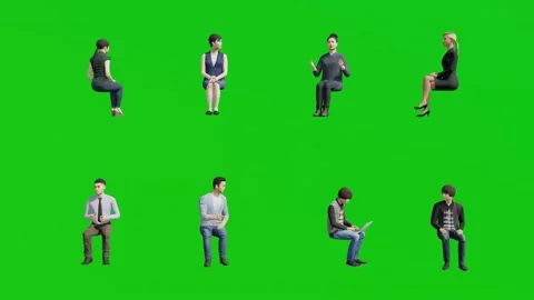 3D people sitting on green screen backgr... | Stock Video | Pond5