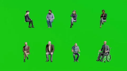 3D people sitting on green screen backgr... | Stock Video | Pond5