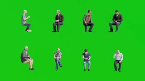 3D people sitting on green screen backgr... | Stock Video | Pond5