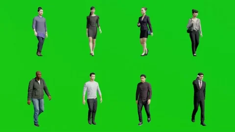 3D people walking on green screen backgr... | Stock Video | Pond5