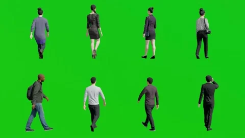 3D people walking on green screen backgr... | Stock Video | Pond5
