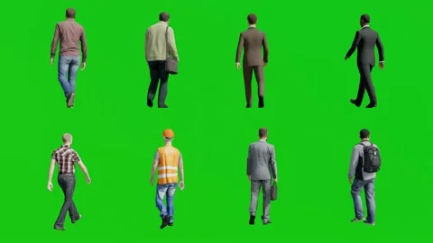 3D people walking on green screen backgr... | Stock Video | Pond5