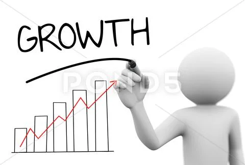 3d person writing word growth progress bar chart Illustration #44215748