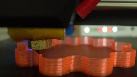 3d printing printer red model close-up. ... | Stock Video | Pond5