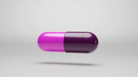 3D purple Capsule pill spinning around -... | Stock Video | Pond5