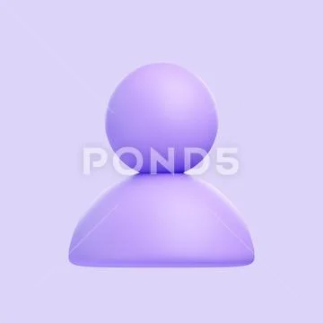 3D Purple User Profile Icon on Lavender Background: Royalty Free #287510058