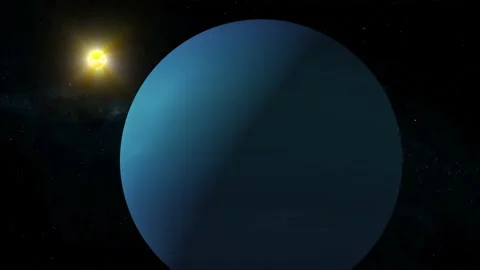 3d realistic Neptune planet glowing sun ... | Stock Video | Pond5