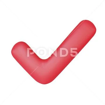 3D Red Check Mark Tick. Right Button. Isolated on white background ...