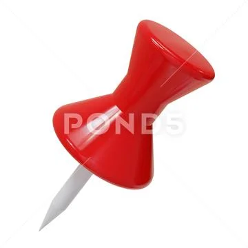 3D Red Push Pin. Drawing Pin. Isolated on white background. 3D ...