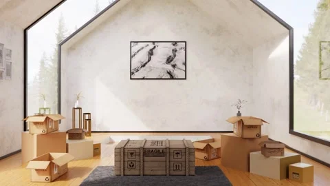 3D render animation of boxes opening on ... | Stock Video | Pond5