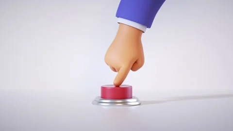 3d render, cartoon hand pushes the red b... | Stock Video | Pond5