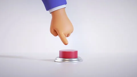 3d render, cartoon hand pushes the big r... | Stock Video | Pond5