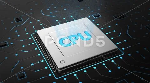 3d render cpu chip on black circuit board.: Royalty Free #81401058