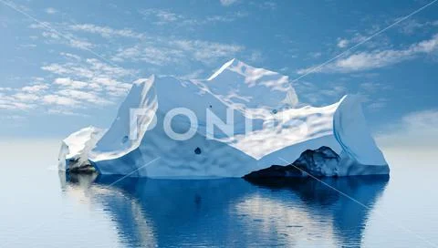 3d render of iceberg, water level side view Illustration #131919816