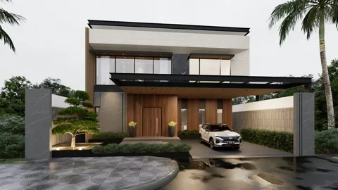 3D Render Modern House Design | Stock Video | Pond5