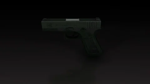 A 3D render of a pistol on a black backg... | Stock Video | Pond5