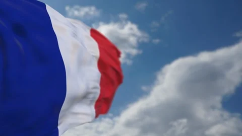 3D render realistic 4K French flag in cl... | Stock Video | Pond5